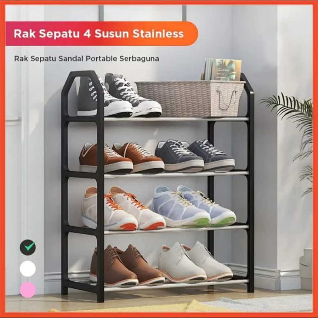 Jual Rak Sepatu 4 Susun Serbaguna | Rak Sandal Portable Bahan Plastik ...