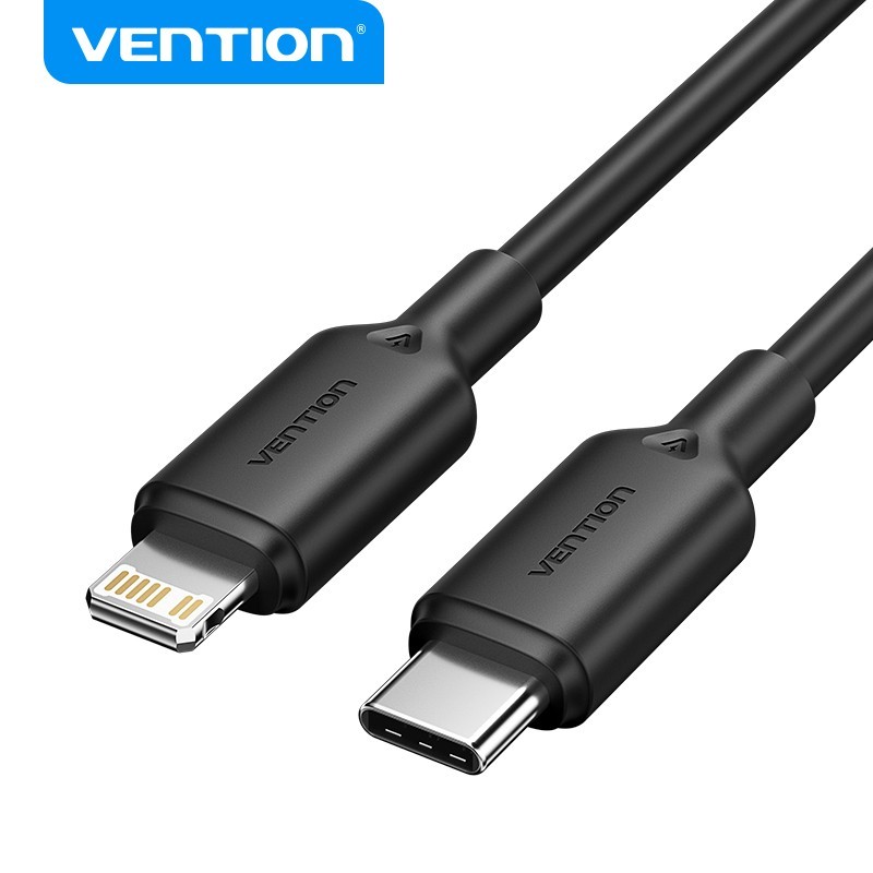 Jual Vention Kabel USB 2.0 C Male to Lightning Male 3A Cable Black PVC ...