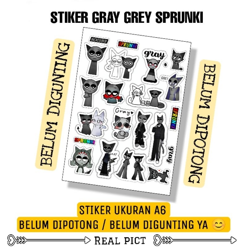Jual STIKER GRAY GREY SPRUNKI / STIKER BELUM DIPOTONG BAHAN VINYL ...