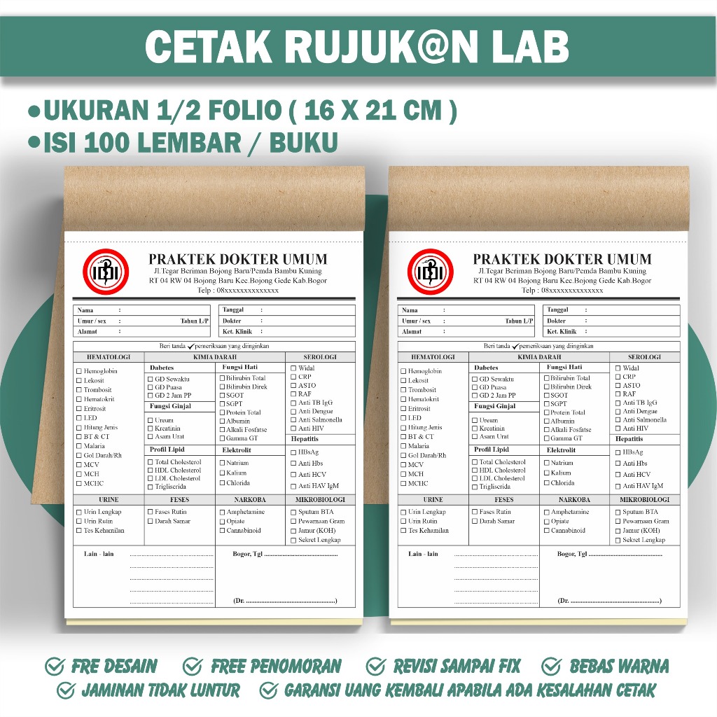 Jual Cetak rujukan lab custom 1/2 folio | Shopee Indonesia