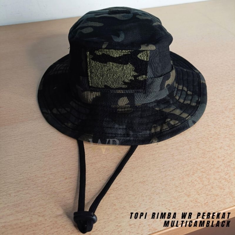 Jual Topi Rimba Perekat Tactical MulticamBlack / Topi Rimba Loreng ...