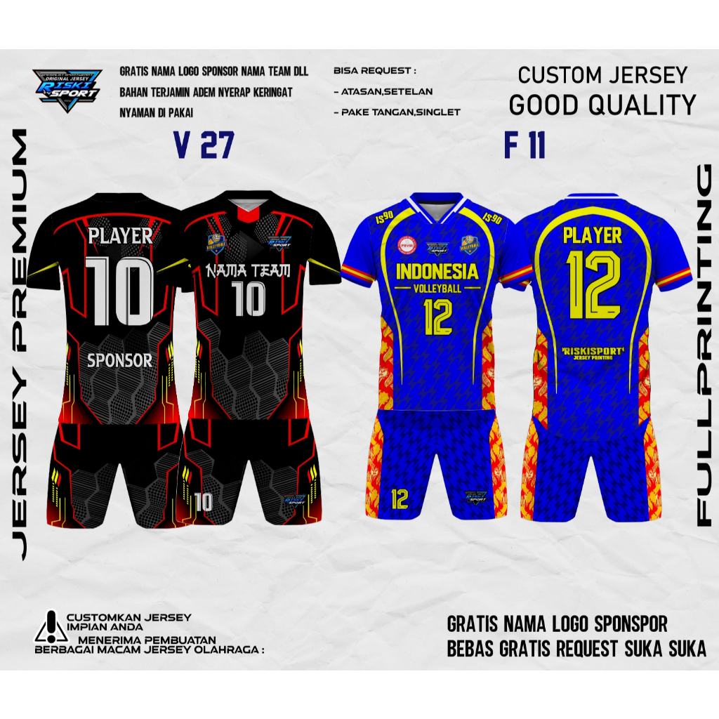 Jual Baju Jersey Kaos Voly Volly Volley Voli Pria Cowo Cewek Wanita ...