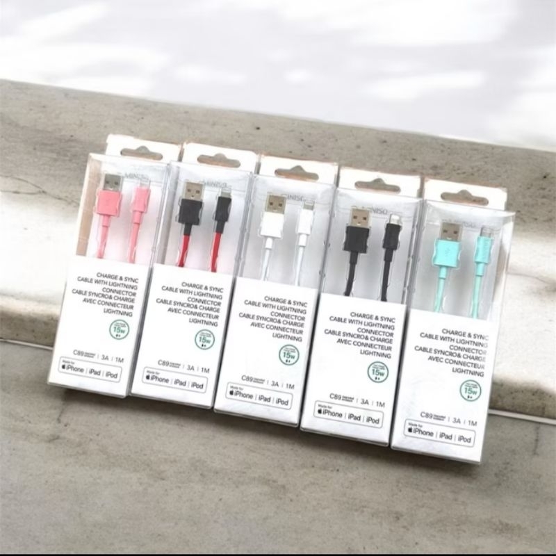 Jual MINISO CHARGER CABLE WITH LIGHTNING CONECTOR 1M FAST CHARGING ...