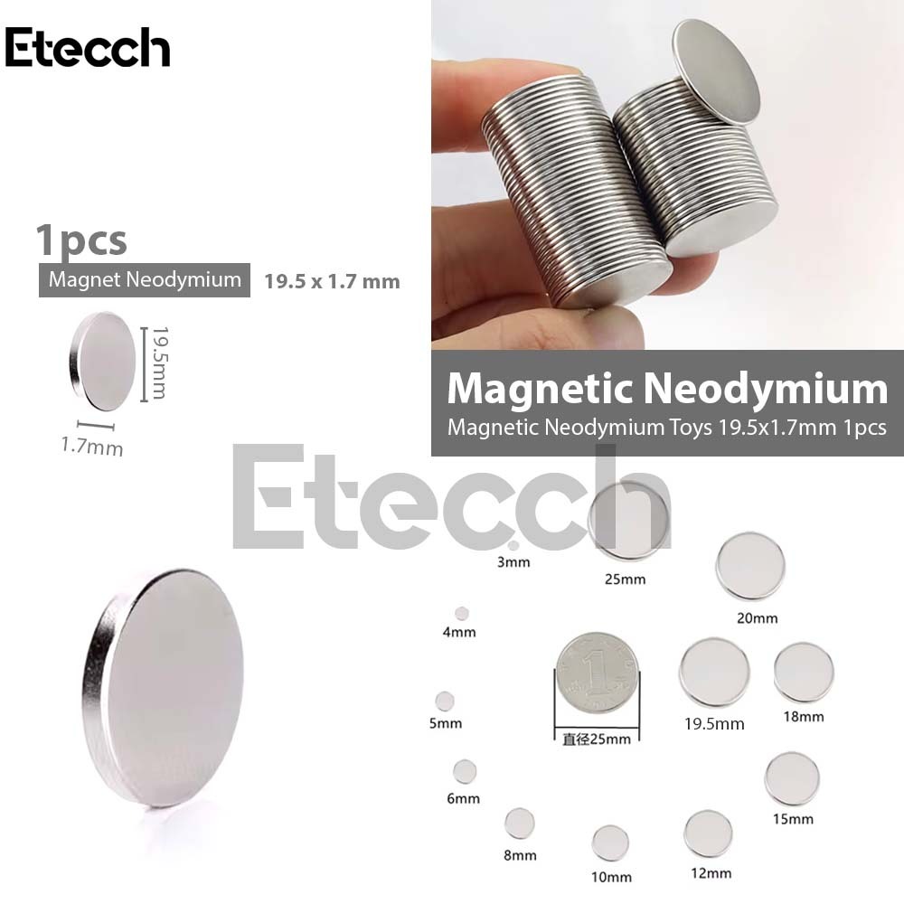 Jual Magnet Bulat Powerful Neodymium NdFeB N35 19.5x1.7mm 1 PCS ...
