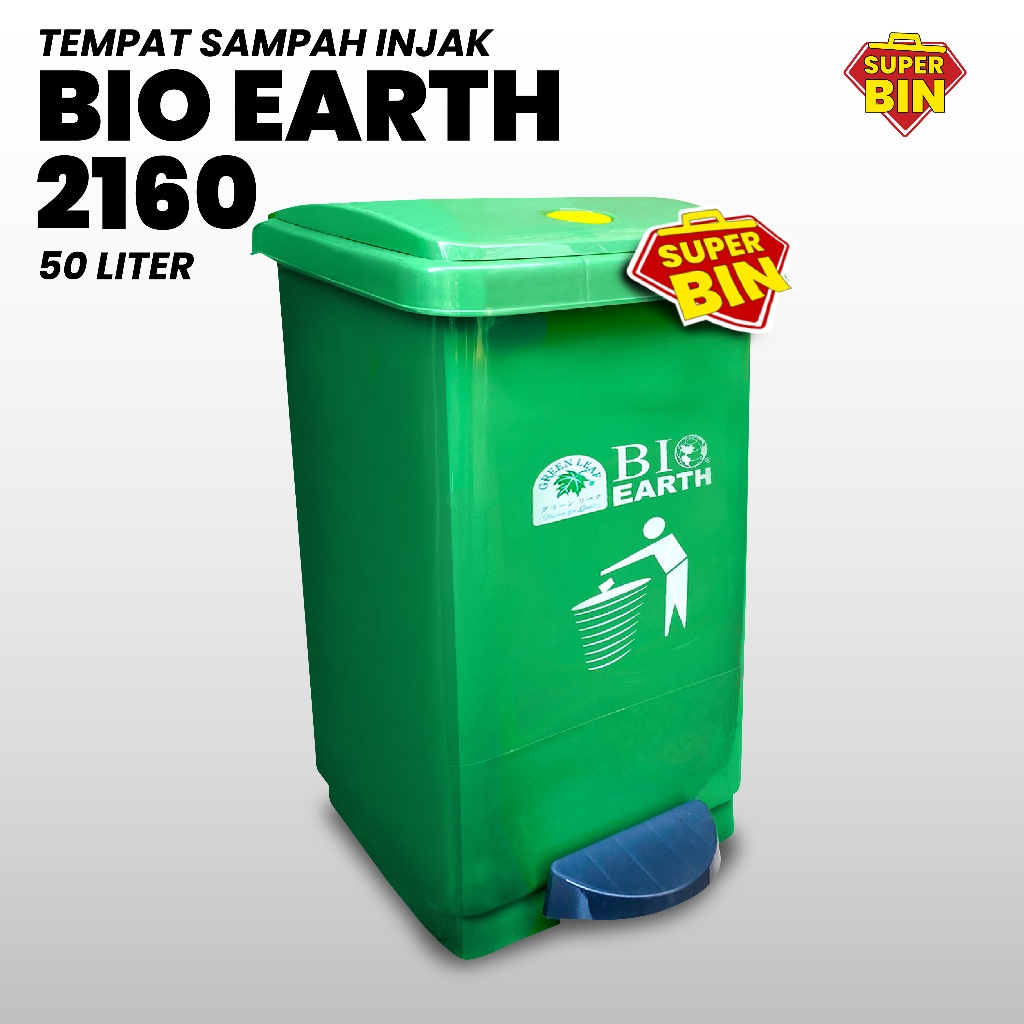 Jual Bio Step On Dust Bin 50 Liter Green Leaf 2160 Tempat sampah injak | Shopee Indonesia