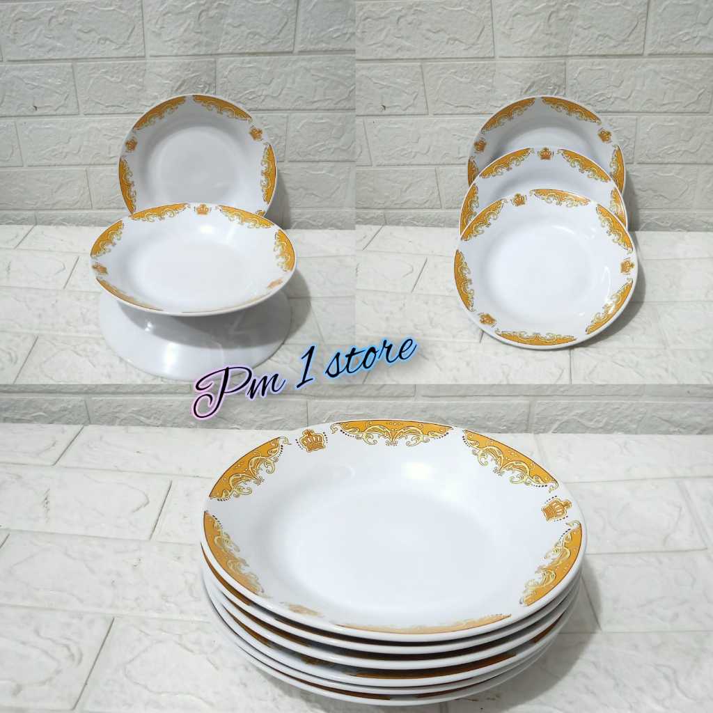 Jual 1 lusin piring makan mahkota / piring beling / piring keramik ...