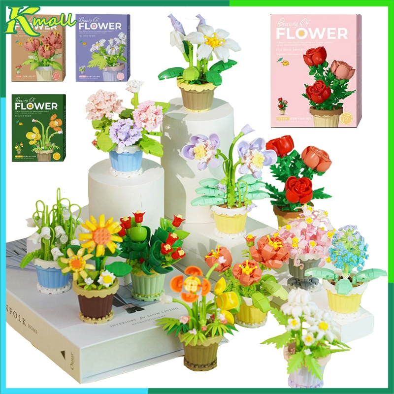 Jual Mainan Balok Batu Bata Bunga Mawar Mainan Nano Blok Bangunan ...