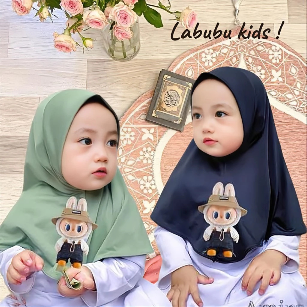 Jual Jilbab Anak Muslim hijab Anak Bayi Labubu // Hijab Labubu Anak ...