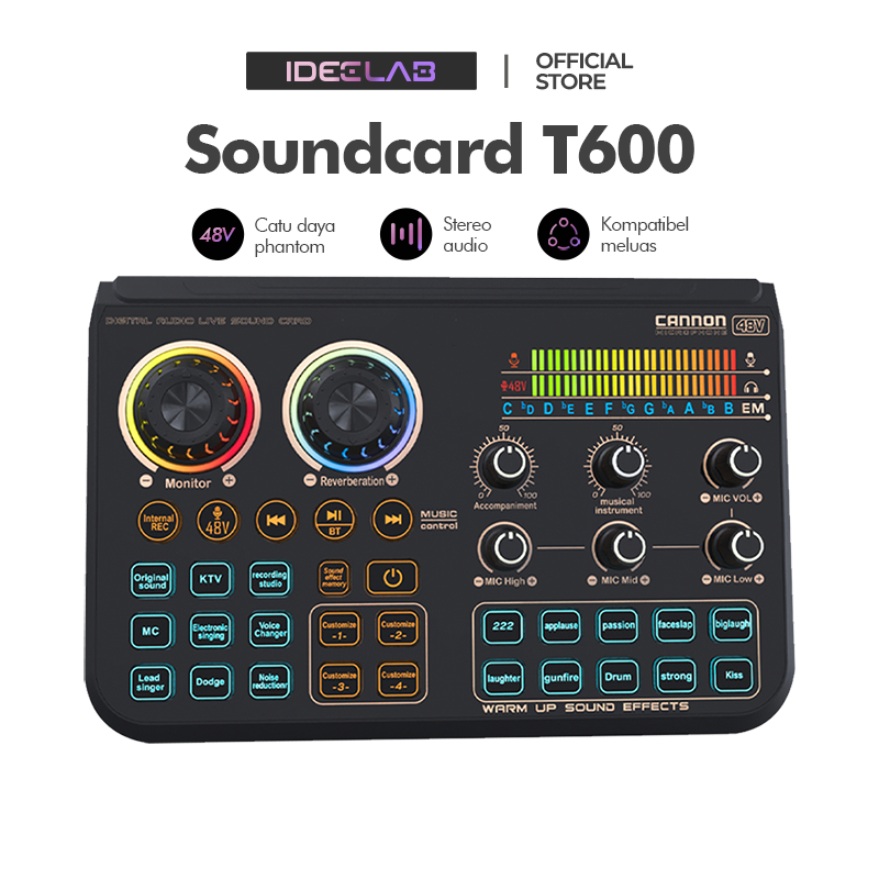 Jual IDEELAB-T600 Sound Card 48V Gray Mikrofon Suara Antarmuka Audio ...