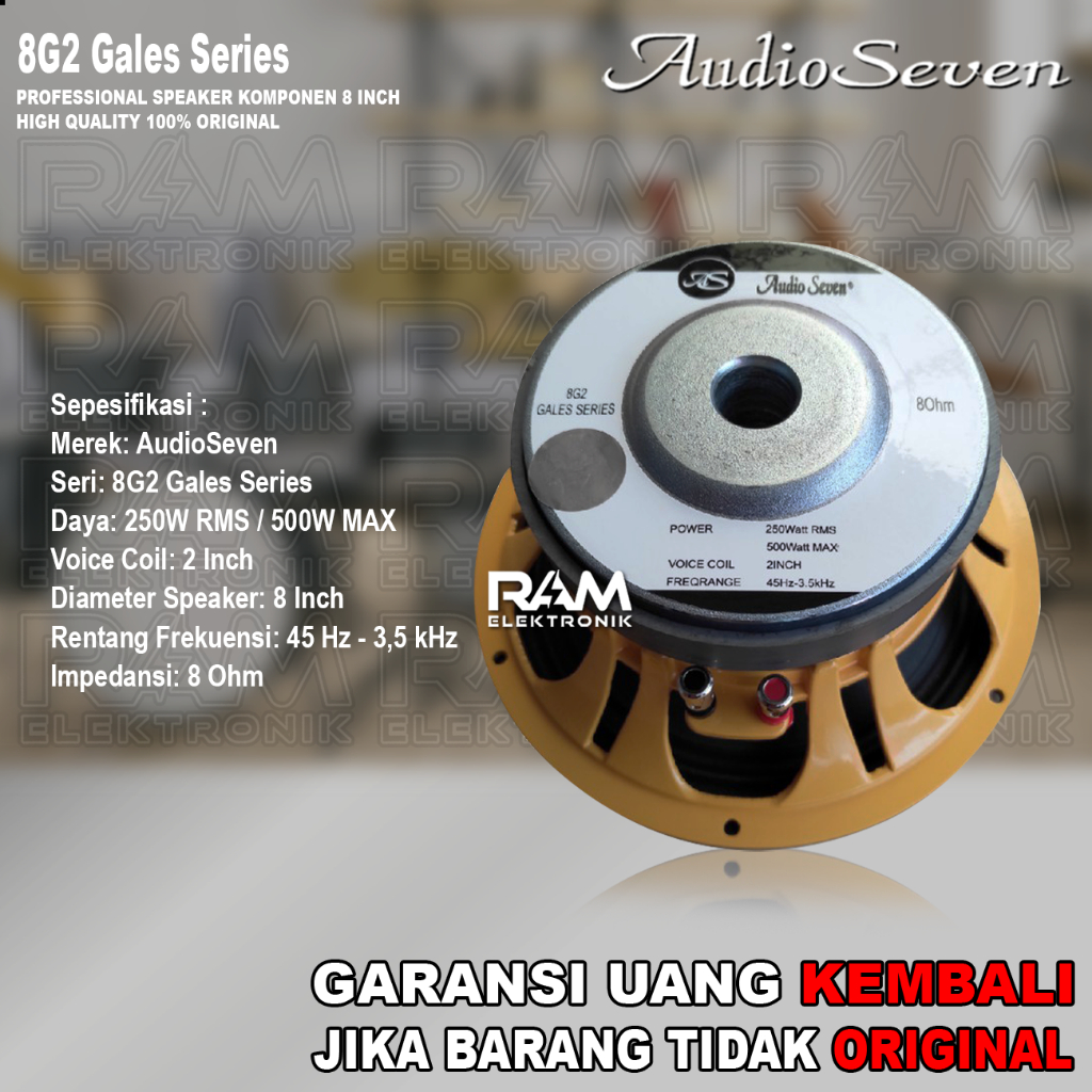 Jual Komponen Speaker 8 Inch AUDIO SEVEN 8G2 | 8 G2 Original MAX 500 Watt | Shopee Indonesia