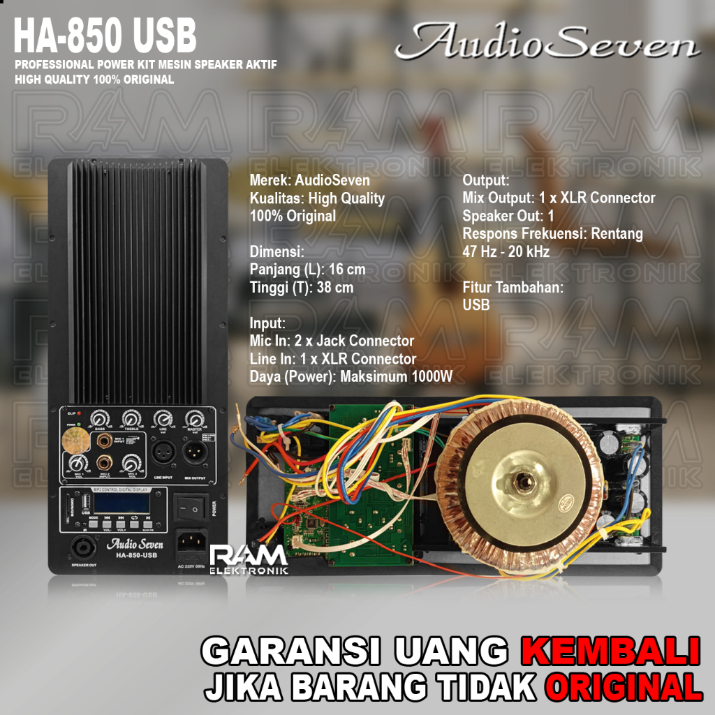 Jual Mesin Kit Speaker Aktif AUDIO SEVEN HA850USB | HA850 USB | HA 850 USB Original | Shopee ...