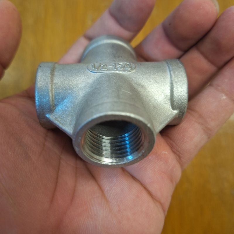 Jual Cross Tee Stainless 304 TDD Tee Drat Dalam T 4 Cabang Jalur Lubang ...