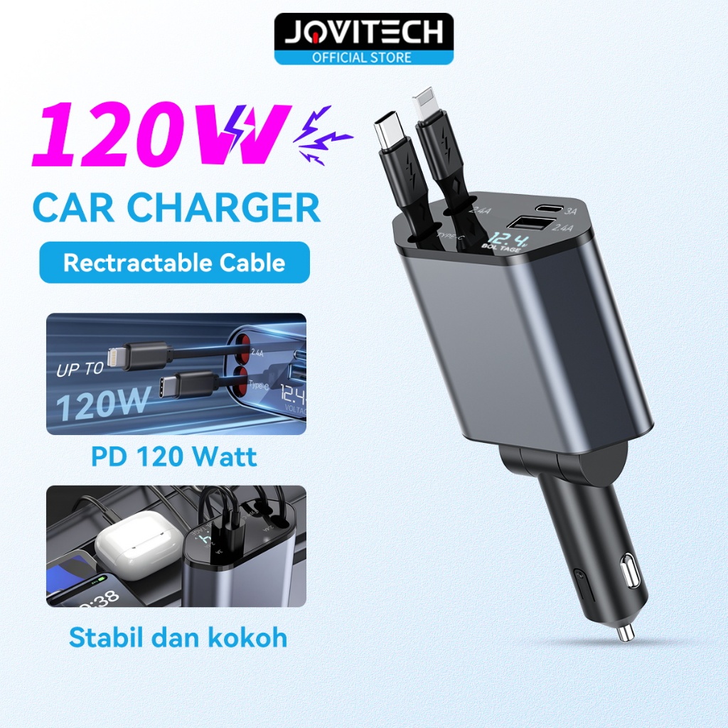 Jual Jovitech CC20 Cable Car Fast Charger Colokan Mobil 4 In 1 PD 120W ...