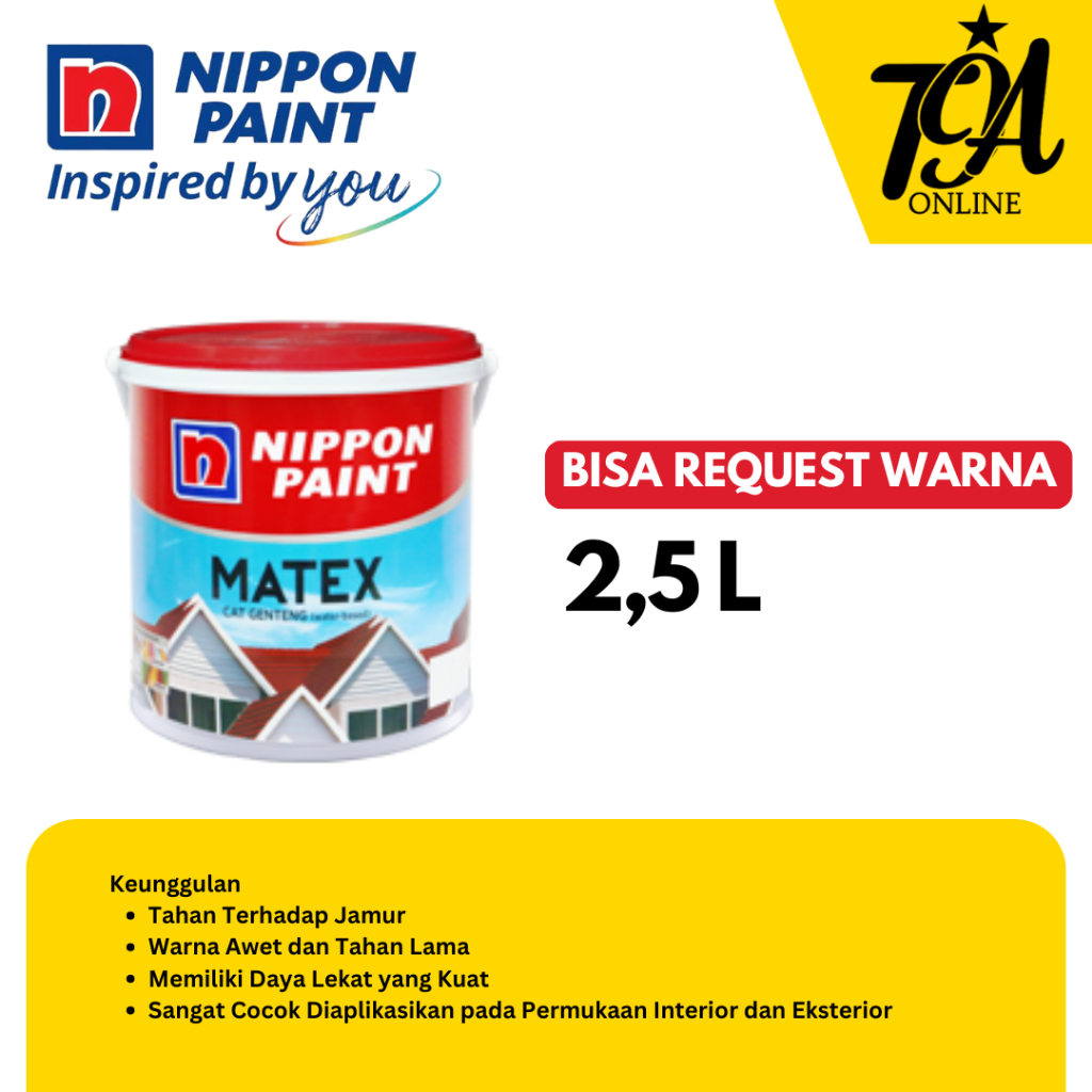 Jual NIPPON PAINT Matex Cat Genteng Tinting Color 2,5 L | Shopee Indonesia