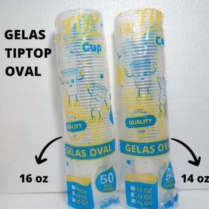 Jual cup oval gelas plastik OVAL BENING 14oz cup 16oz TIPTOP TEBAL 8 ...