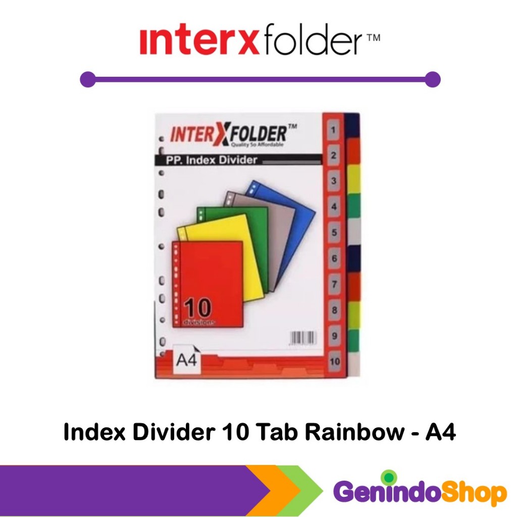 Jual Pembatas Kertas Ordner / Index Divider A4 10 Tab Interxfolder ...
