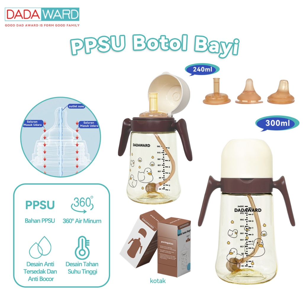 Jual DADAWARD 3in1 Botol Susu Bayi PPSU Nano Perak Wide Neck Silikon Pacifier Botol Minum Anak ...
