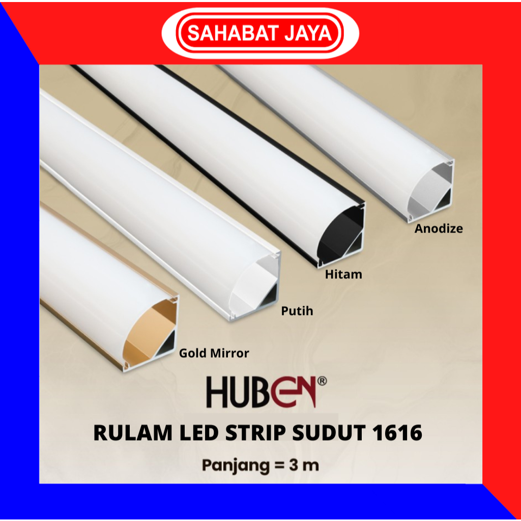 Jual Huben Rulam 1616 Rumah Lampu Sudut Aluminium List Rail Lis Rel ...