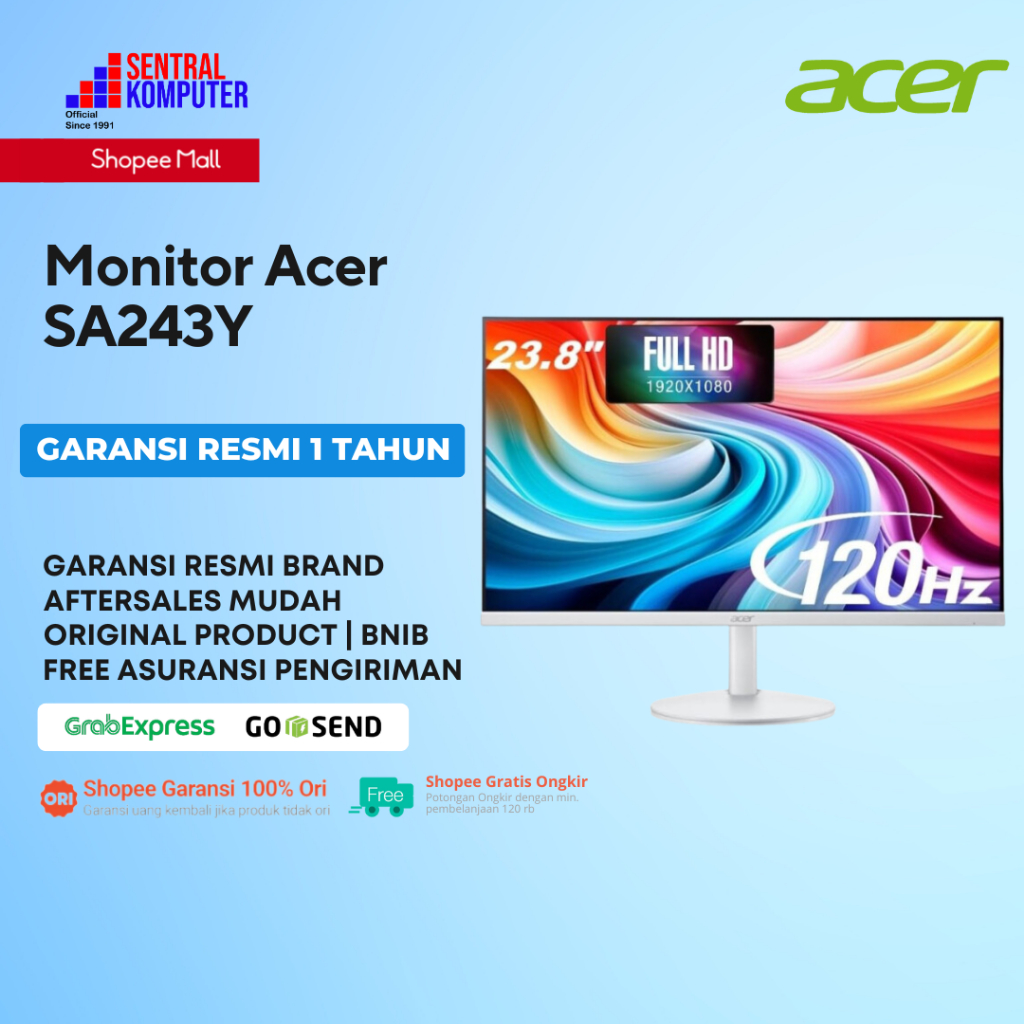 Jual Monitor Acer LED IPS SA243Y G0 Ultra Slim - Full HD 24" Inch ...