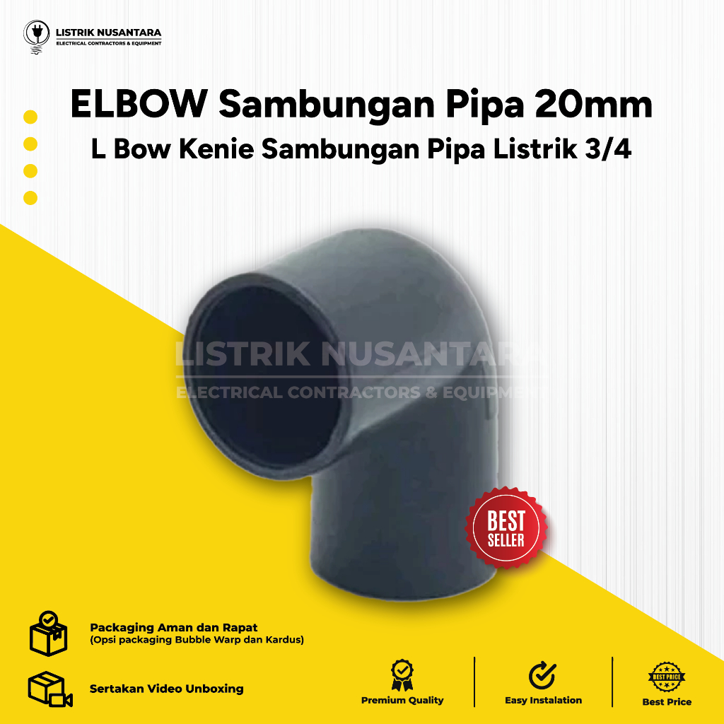 Jual Elbow Knee 20mm Hitam Lokal L Bow kenie Keniee Sambungan Pipa ...