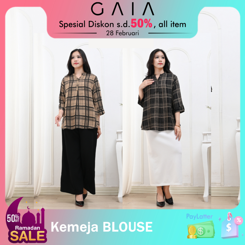 Jual GAIA Kemeja Wanita Model Denim Rayon Premium Adem Kemeja Kantoran ...