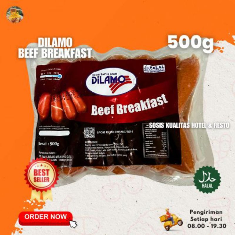 Jual DILAMO BEEF BREAKFAST SOSIS SAPI HALAL PREMIUM 500g | Shopee Indonesia
