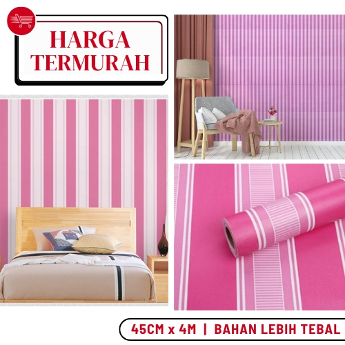 Jual Wallpaper Dinding Ruang Tamu Wallpaper Dinding Salur Wallpaper Dinding Warna Pink Kamar ...
