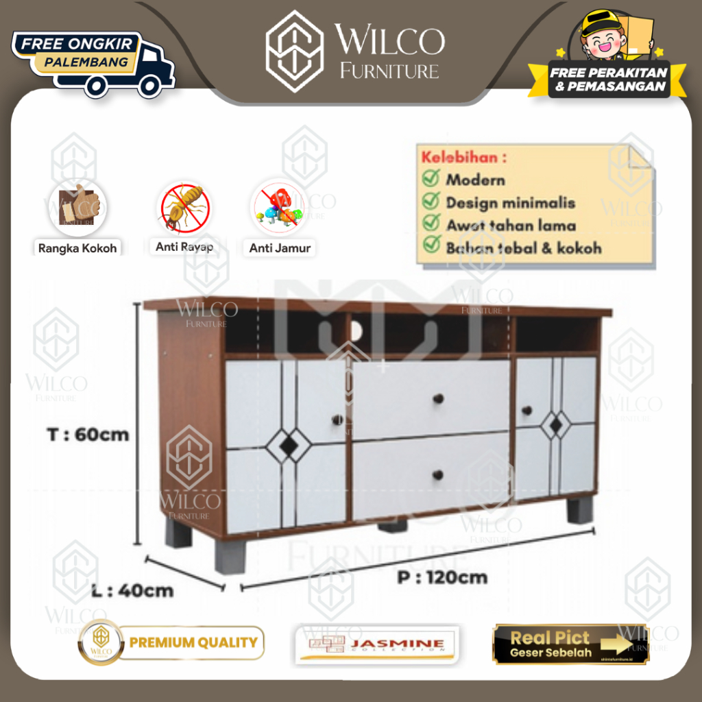 Jual Meja Tv Jasmine / Lemari Tv LTV 202 / Bufet Tv Minimalis 120 Cm | Shopee Indonesia
