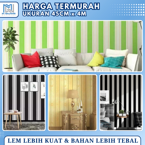 Jual Wallpaper Sticker Dinding Motif Salur Garis2 Dekorasi Ruang Tamu Wallpaper Garis Wallpaper ...