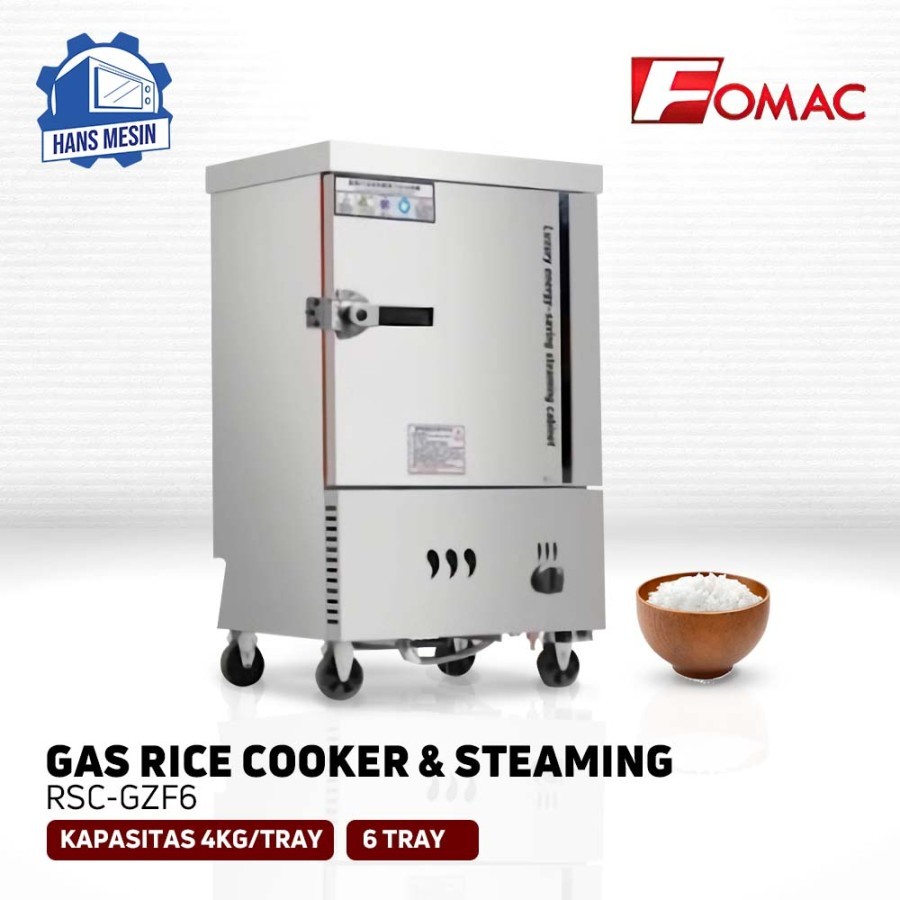 Jual Mesin Penanak Nasi 6 Tray (FOMAC) RSC-GZF6 Gas Rice Steamer | Shopee Indonesia