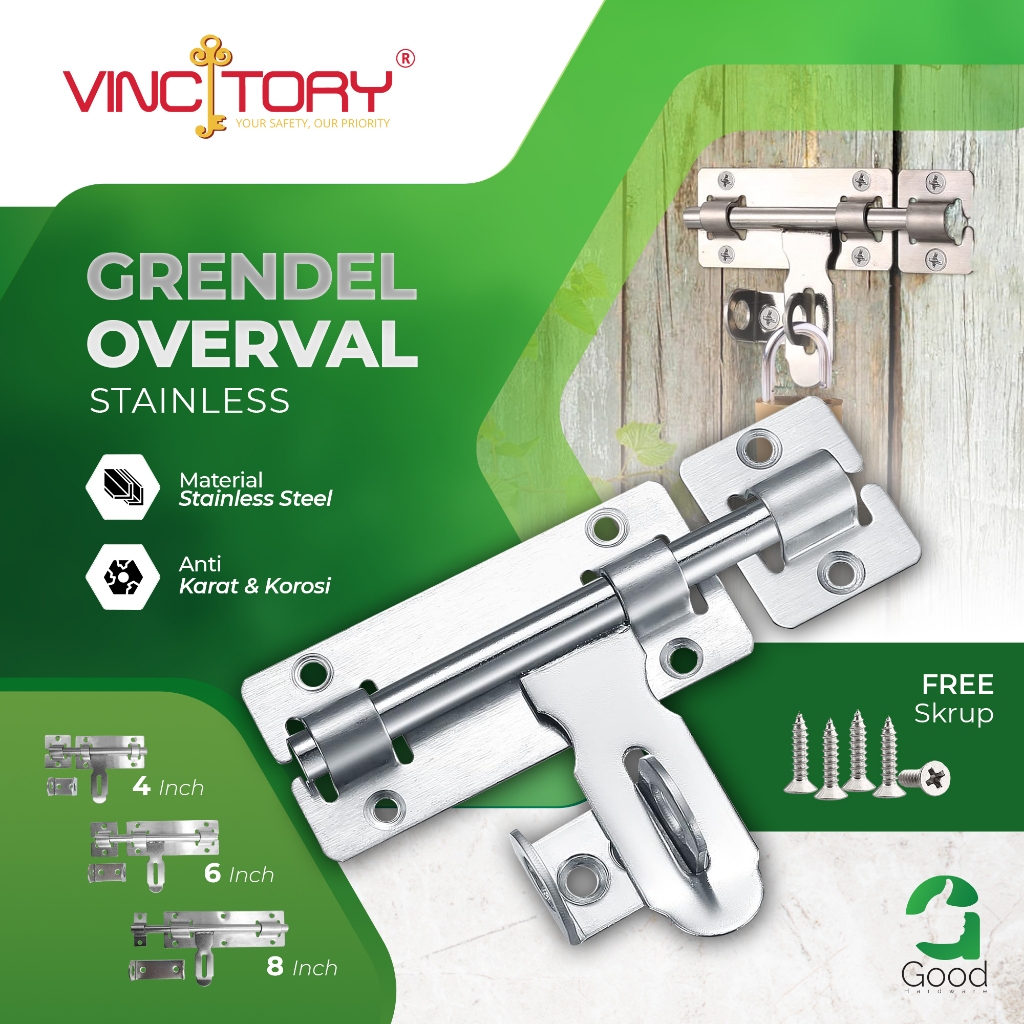 Jual Vincitory Grendel Overval Stainless Selot Gembok Pintu 2 Kancing ...