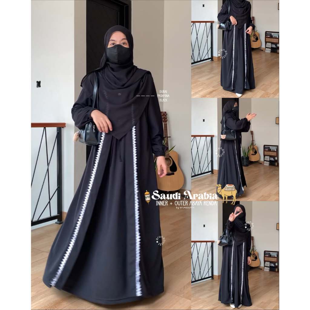 Jual SAUDIA ARABIAN ABAYA (SAUDI ABAYA) INNER + OUTER ABAYA BY ...