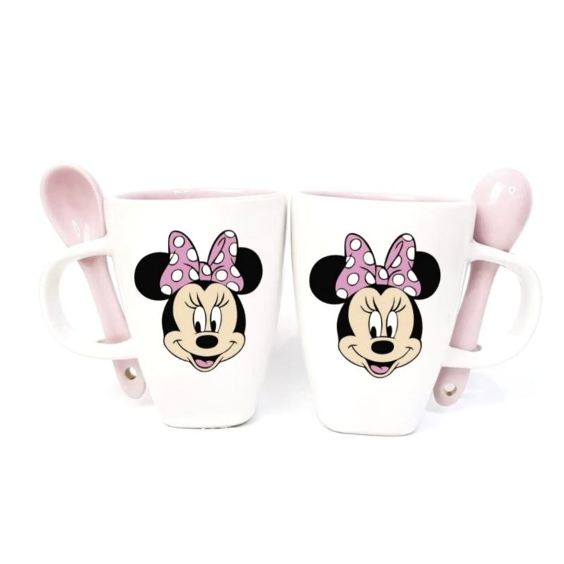 Jual mug gelas keramik set sendok lucu gambar lotso minie mouse ...