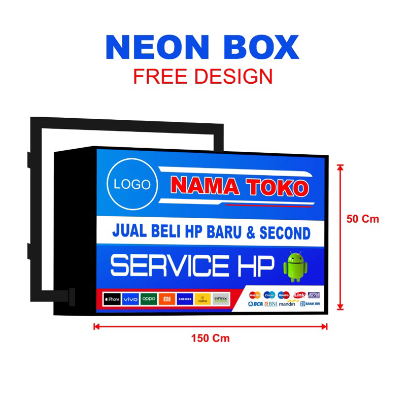 Jual NEON BOX UKURAN 150cm x 50cm | Shopee Indonesia