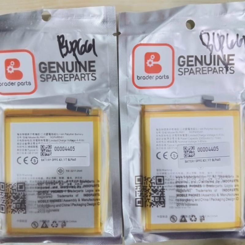 Jual BATERAI BATTERY OPPO F7 / F7 PRO / A3 BLP661 ORI BRADERPARTS ...