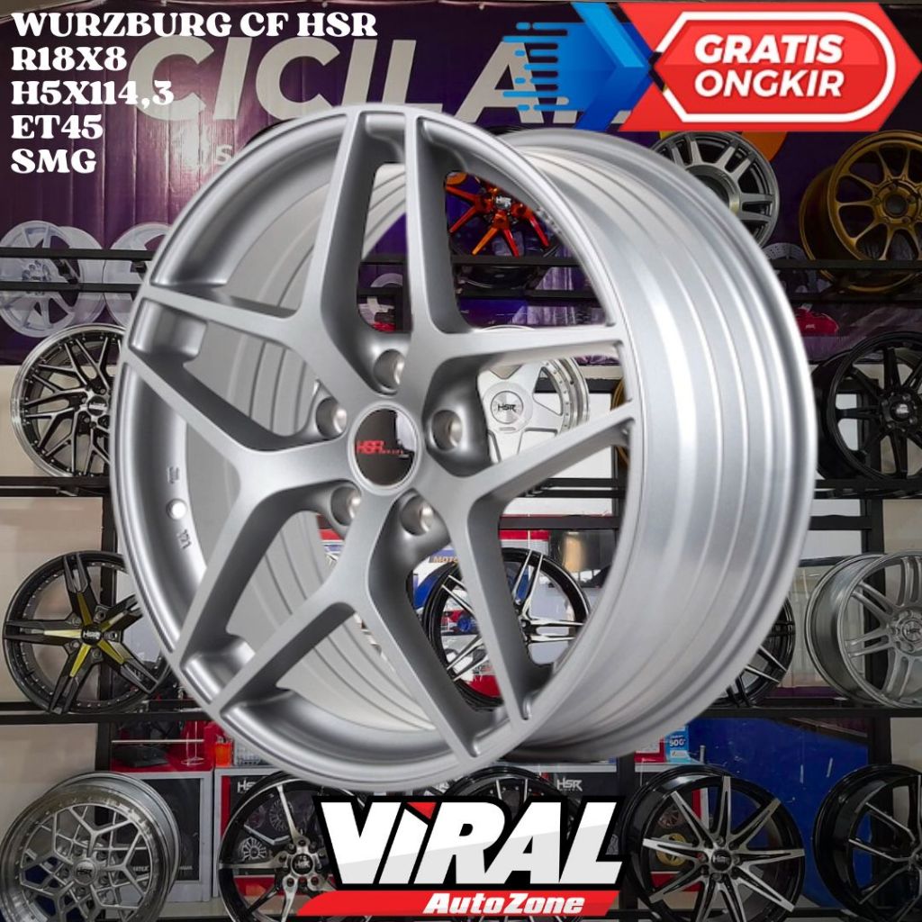 Jual Velg Mobil Ring 18 HSR WURZBURG CF R18 LEBAR 8 LOBANG BAUT 5 ET45 GREY | Shopee Indonesia