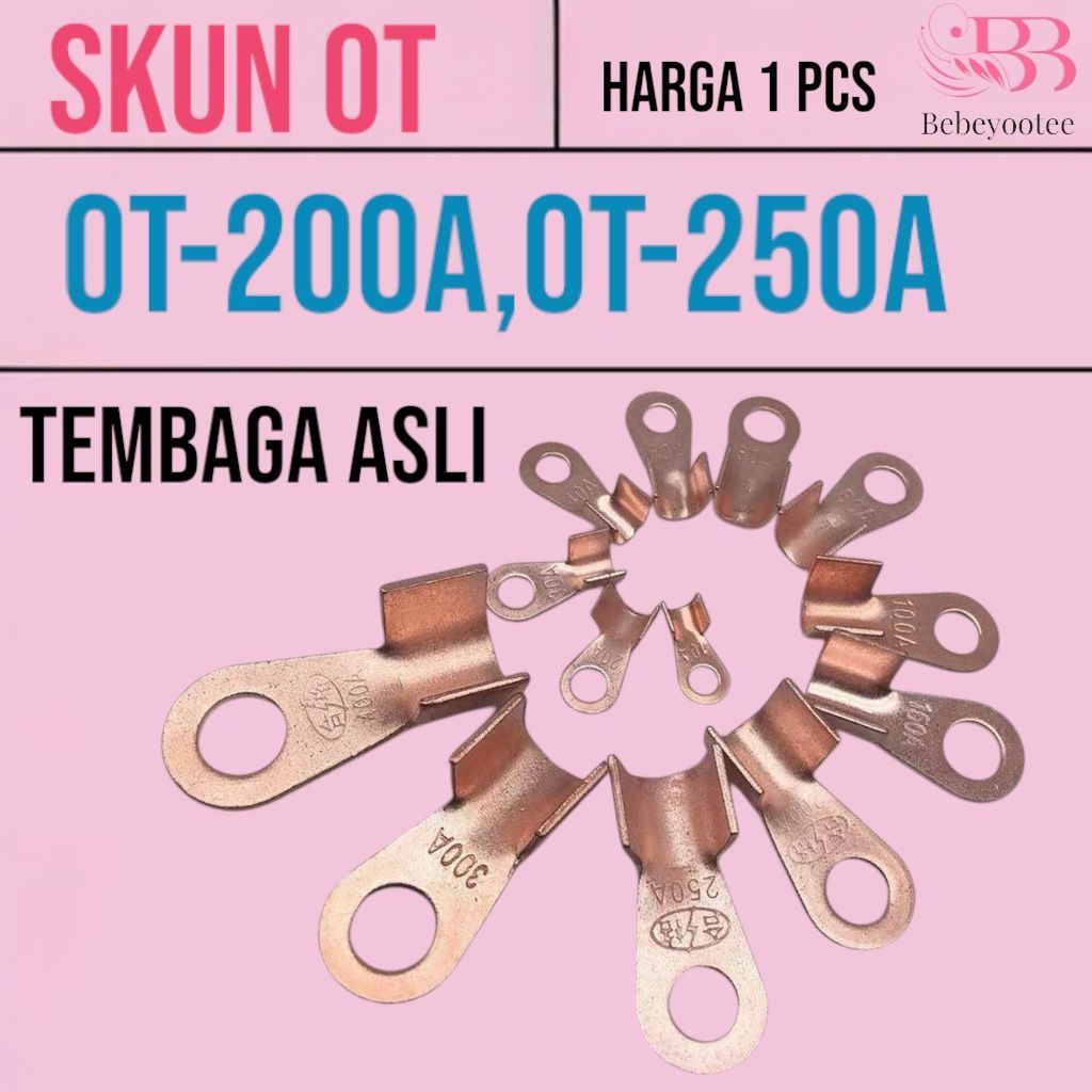 Jual Kabel skun aki / kabel skun OT 200A,250A tembaga merah | Shopee ...