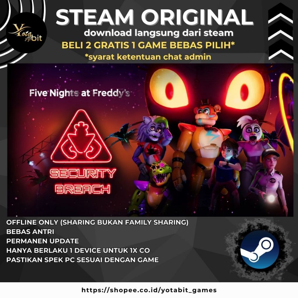Jual Five Nights at Freddys Security Breach PC Sharing Original Offline ...