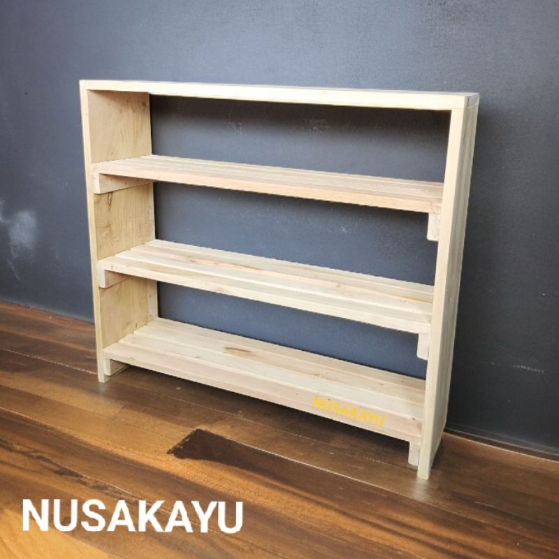 Jual Rak kayu 4 susun serbaguna estetik NUSAKAYU | Shopee Indonesia
