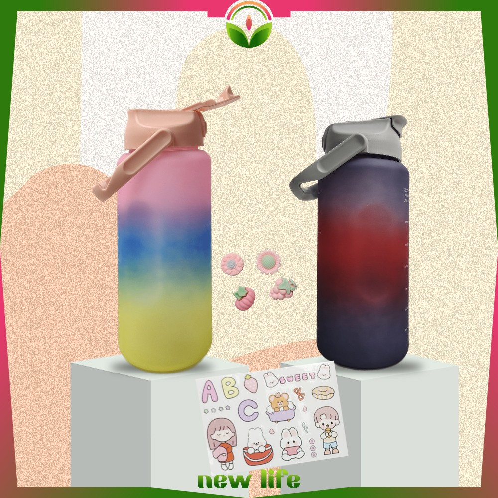 Jual Botol Minum Gradasi 2 Liter dengan Penanda Waktu BPA FREE / Tumbler Botol Air Motivasi ...