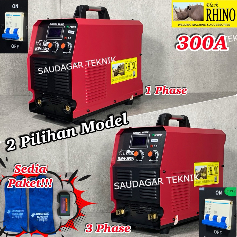 Jual Mesin Las Rhino 300A 1 Phase 3 Phase Inverter Trafo Las MMA Rhino 300 A 1 PH 3 PH | Shopee ...
