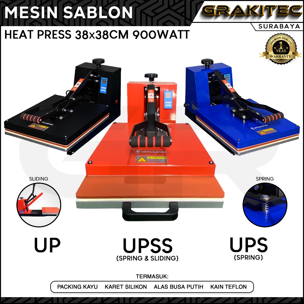 Jual Mesin Press Sablon Kaos 38x38 900 Watt Premium Extra Sliding ...