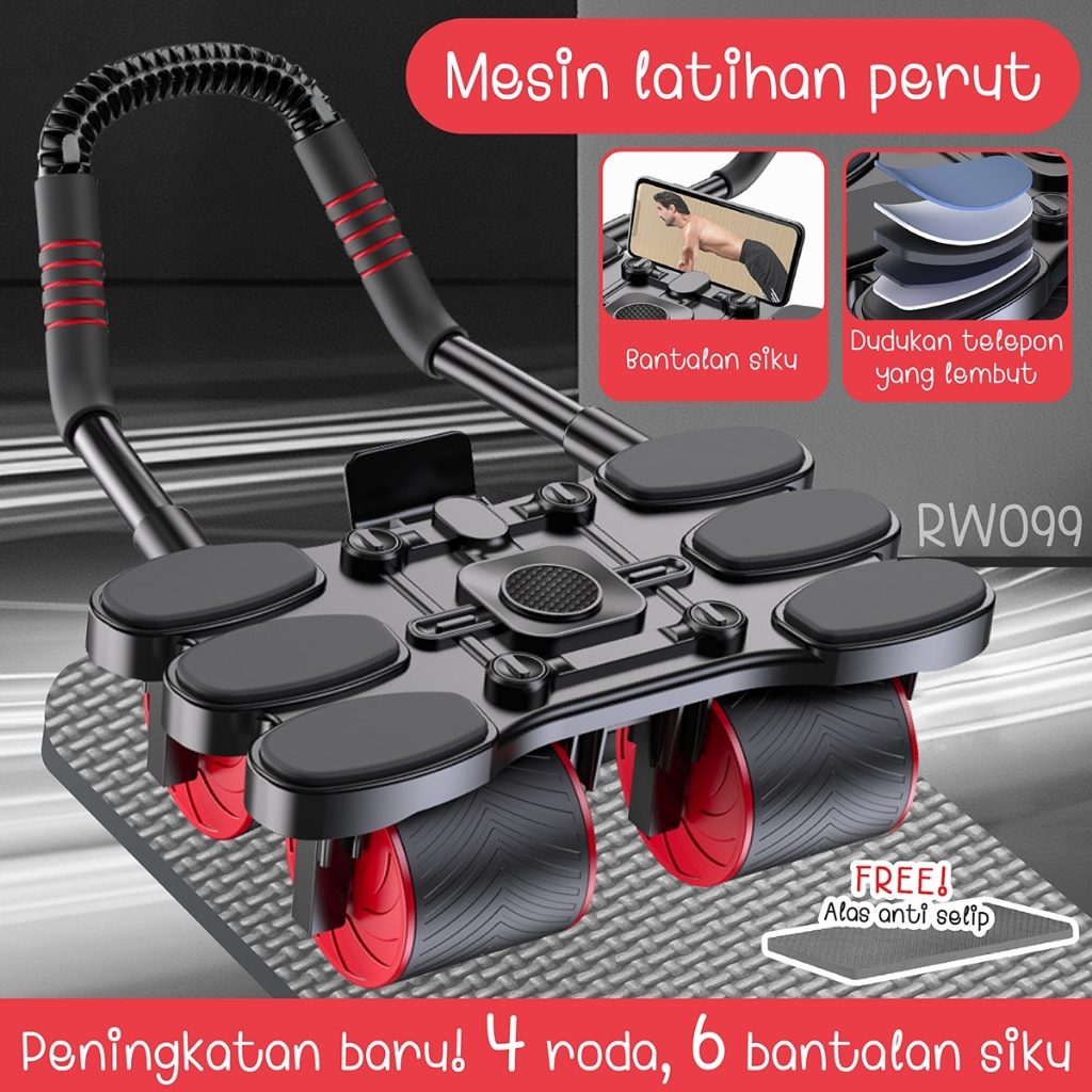 Jual HTD SPORT AB Roller Elbow 4 Wheel BLACK RED With Phone Holder Alat ...