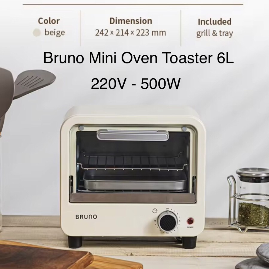 Jual Bruno Mini Oven Toaster 6 litre 500W pemanggang roti aesthetic ...