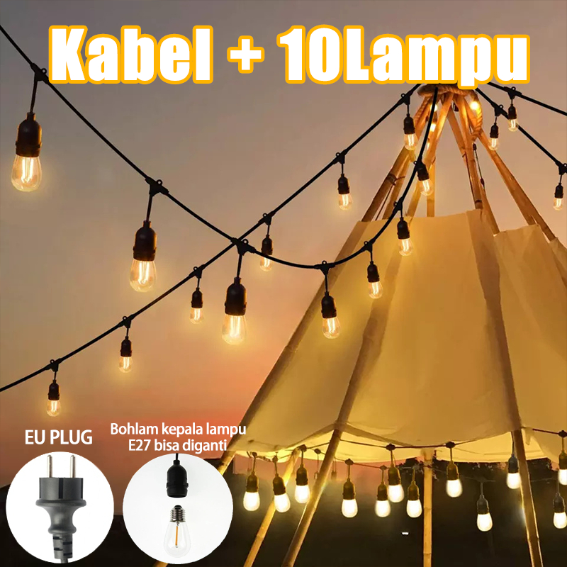 Jual 【Lampu + Kabel 1 Set】Anbolt Lampu Hias 10LED E27 Bola Lampu Cafe ...