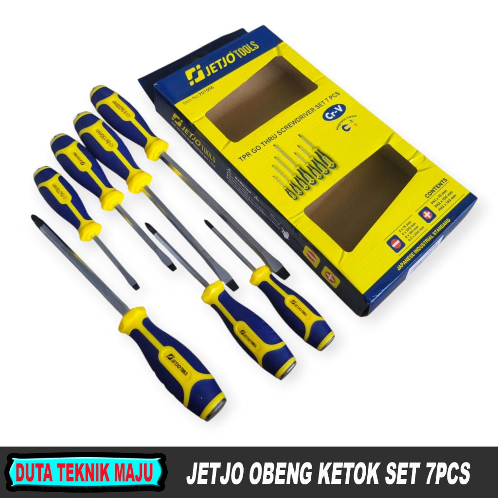 Jual JETJO GO THRU SCREWDRIVER SET 7 PCS / OBENG SET KETOK TPR LAKONI ...