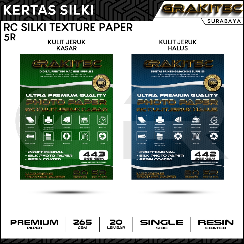 Jual Grakitec Kertas Foto Silki 5R isi 20 Lembar | Doff Texture Kulit ...