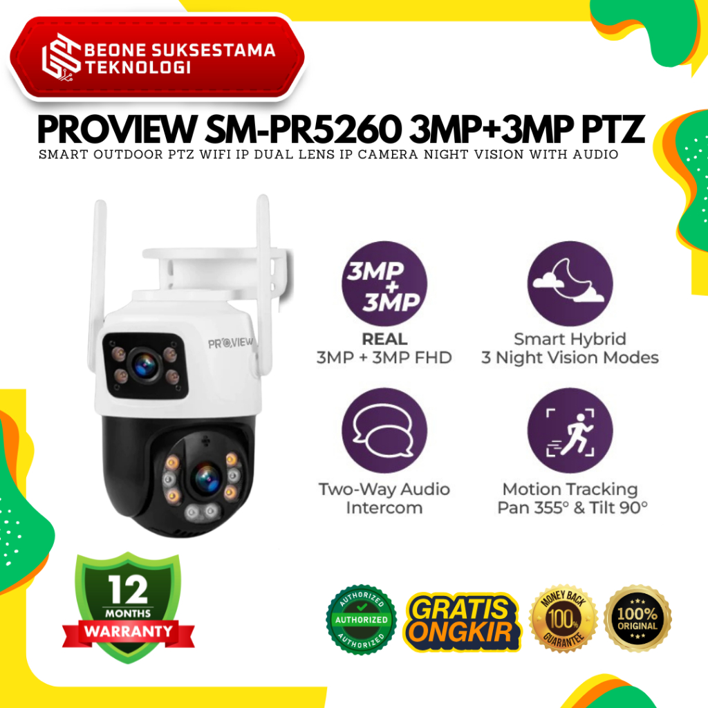 Jual PROVIEW SM-PR5260-PT OUTDOOR DUAL LENS 3MP+3MP PTZ CAMERA | Shopee ...