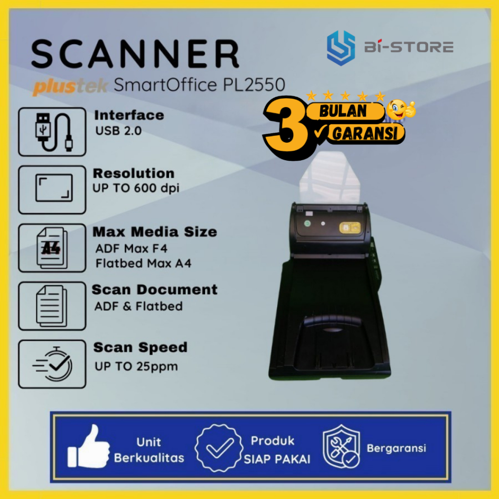 Jual Scanner F4 Plustek Smart Office PL2550 Bisa Scan F4 Folio Siap ...