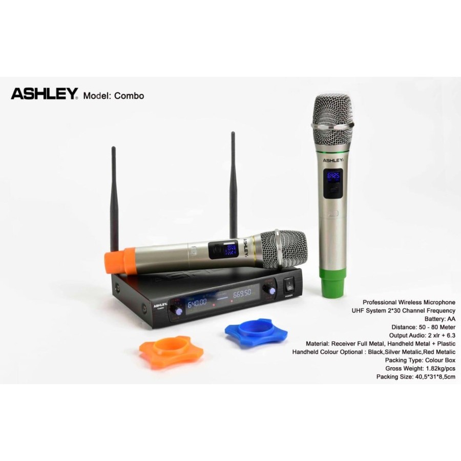 Jual MICROPHONE ASHLEY COMBO MIC WIRELESS ASHLEY ORIGINAL | Shopee ...